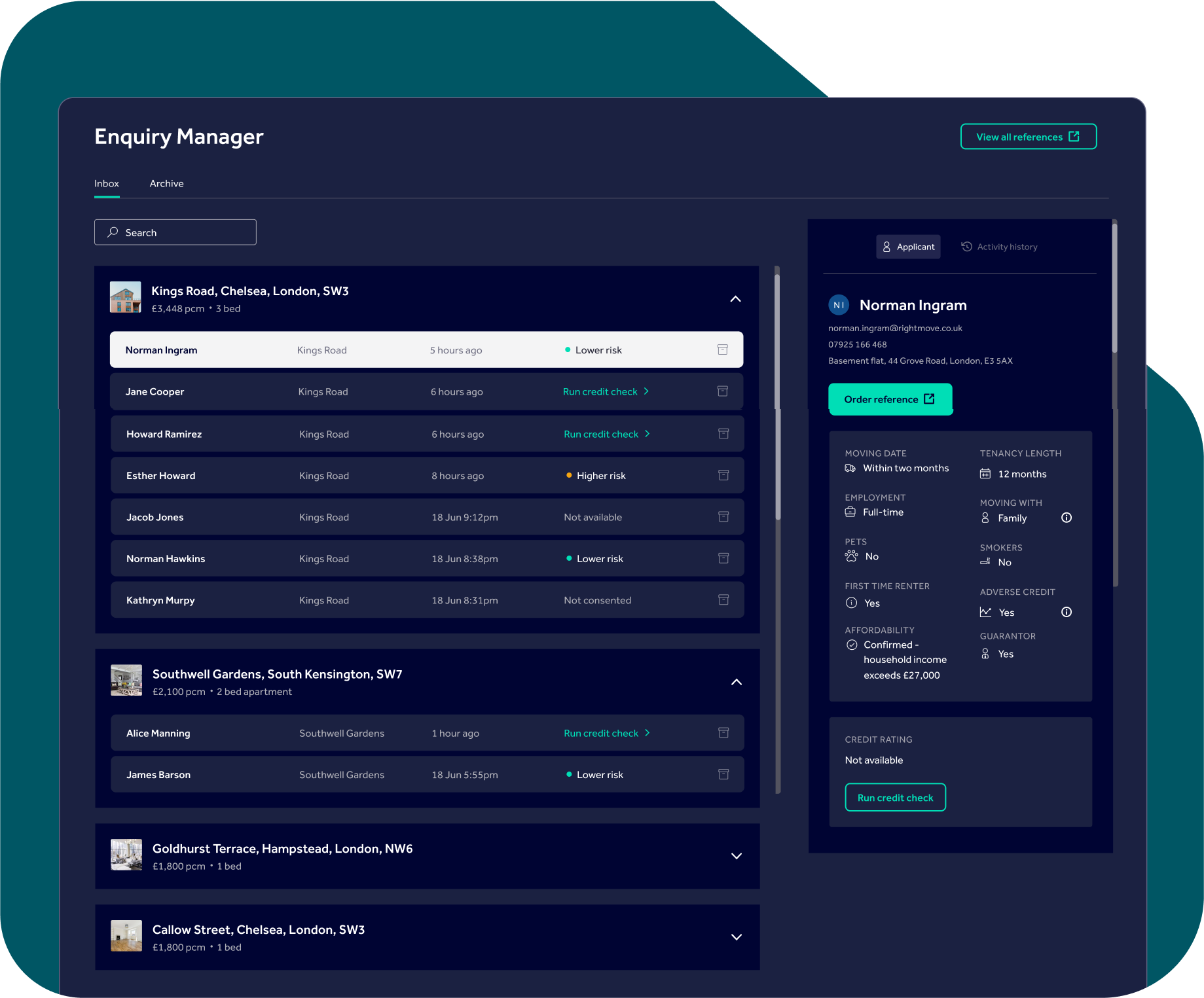 Enquiry Manager with pre-qualified leads - Rightmove Hub