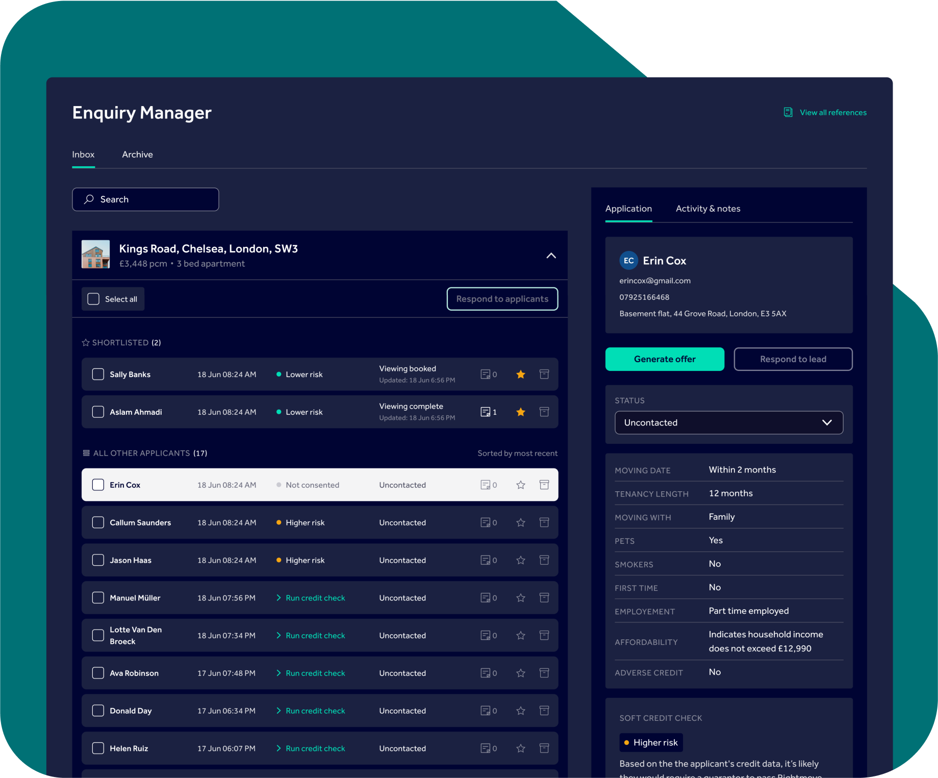 Enquiry Manager with pre-qualified leads - Rightmove Hub